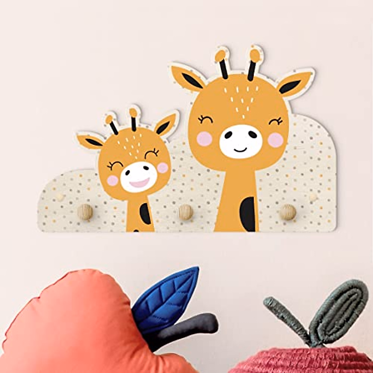 Bilderwelten Children's coat rack - Giraffe With Baby Giraffe, Dimension HxW: 9.84x15.74 in.