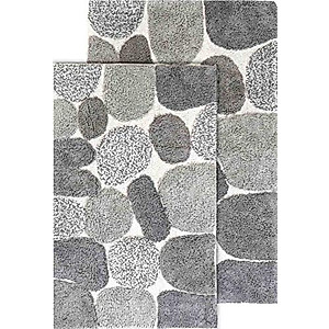 Chesapeake Pebbles 2 Piece Bath Rug Set, 21 in x 34 in&24 in x 40 in, Grey