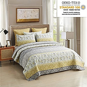 MERRY HOME 3-Piece King Size Quilt Set with 2 Pillow Shams- Boho Reversible Soft and Lightweight Quilt Bedding Bedspread Coverlet Set