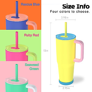 winiwo 40 oz Tumbler with Handle and Straw for Her, Flexible Straw, Insulated Tumbler Cups with Silicone Bottom, Keeps Beverages Cold Up to 24 Hours, Gym/Work/Travel/School/Gift（Lemon Yellow）