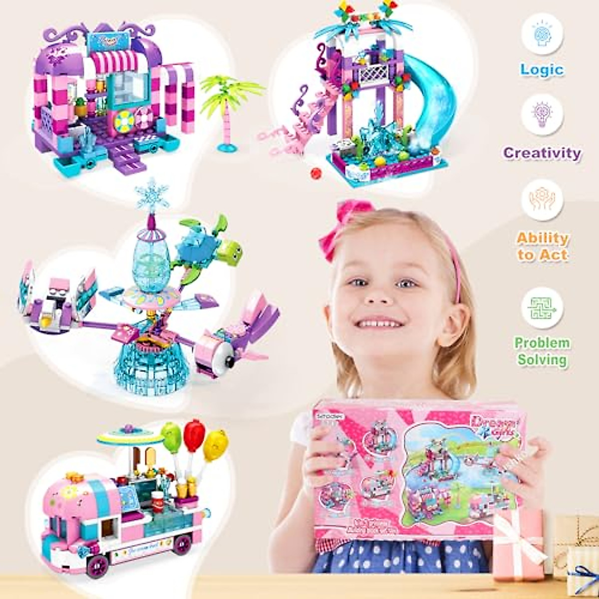 Sitodier Girls Building Blocks Toys 638 Pieces 4 Models Princess Building Bricks Toys for Kids STEM Construction Play Set Toy Best Gifts for Girls Age 6-12 Birthday Christmas