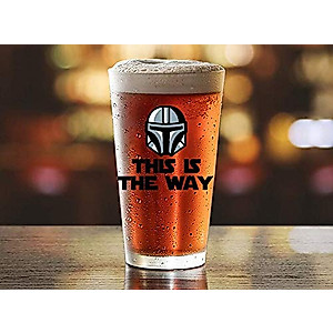 Momstir This is the Way Star Wars Themed Beer Glass with Mandolorian Bounty Hunter Din Djarin during the Fallen Galactic Empire - Star Wars Gift for Men and Women, Starwars Fans Gift Idea