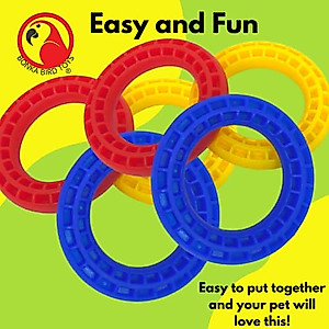 Bonka Bird Toys 3623 Pack 6 Strong Rings Foot Talon Craft Part Bird Toys Round Plastic Loop Colored Roll Circle Healthy Activities Groom