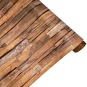 Yifely Self-Adhesive Shelf Liner Removable Tabletop Protect Paper for Covering Rent House Shelving Drawers, Rustic Wood Grain, 17.7 Inch by 9.8 Feet