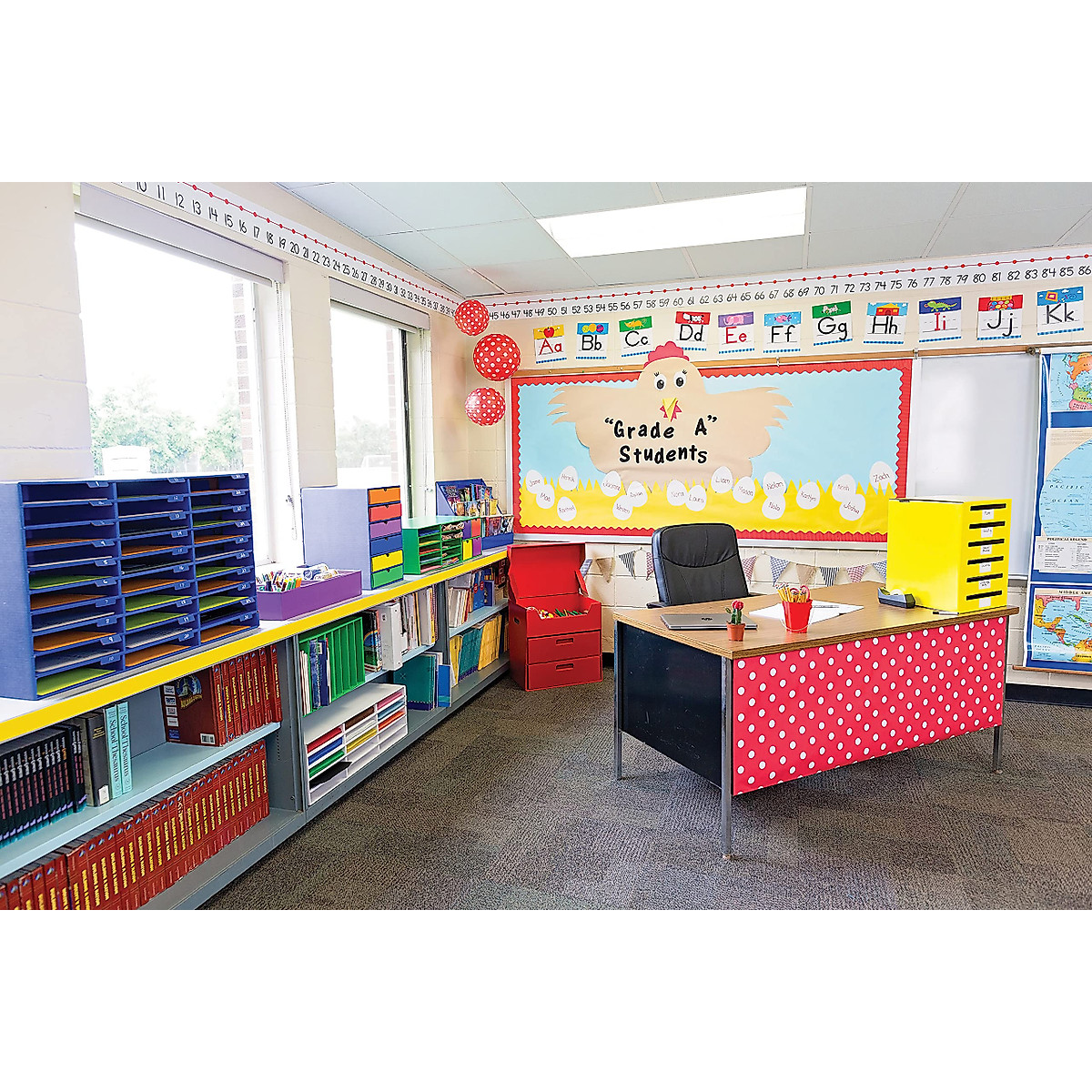 Classroom Keepers 9" x 12" Construction Paper Storage, White, 9-3/8"H x 29-1/4"W x 12-7/8"D, 1 Unit