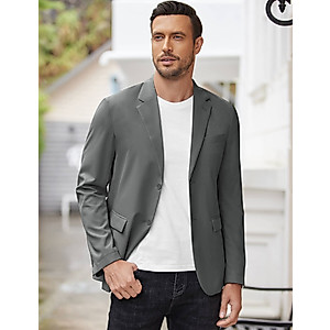 COOFANDY Men’s Casual Blazer Jackets Two Button Lightweight Slim Fit Sports Coat Grey