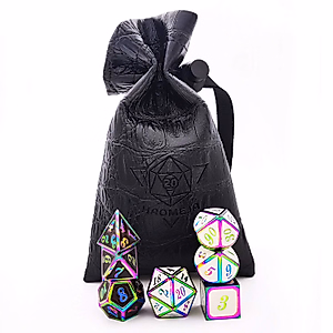 HAOMEJA Color Changing Temperature Metal DND dice kit, D&D dice Set Role Playing Dice Dungeons and Dragons Black Transition White