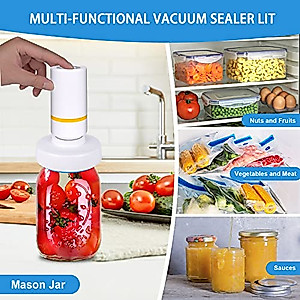Electric Mason Jar Vacuum Sealer, Nogegra Jar Vacuum Sealer Kit for Regular and Wide Mouth Mason Food Jars, Canning Sealer with Electric Portable Vacuum Pump and Vacuum Seal Bags for Food Storage and Fermentation