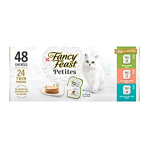 Purina Fancy Feast Gourmet Wet Cat Food Variety Pack, Petites Pate Collection, break-apart tubs, 48 servings - (Pack of 24) 2.8 oz. Tubs