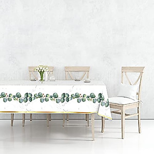 hapray 4 Pack Greenery Jungle Party Tablecloths for Rectangle Tables, Waterproof Disposable Rectangular Table Cloths Covers Eucalyptus Decorations, Wedding Baby Shower Birthday Bridal, 54” x 108”