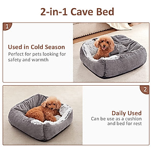 MIXJOY Dog Beds for Large Medium Small Dogs, Rectangle Cave Hooded Blanket Puppy Bed, Luxury Orthopedic Cat Beds for Indoor Cats, Warmth and Machine Washable (30 inches, Grey)