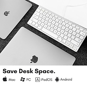 Macally Small USB C Keyboard - Plug & Play Compatible Wired Apple Keyboard for Mac Mini, MacBook Pro/Air, iMac, iPad, Windows, Chromebook with USBC Port - Compact & Mini USB Type C Keyboard - Silver