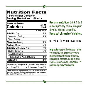 Nature's Way Premium Quality Aloe Vera Leaf Juice 99.5% Purified, 33.8 fl oz