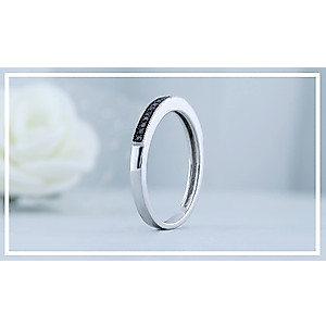 Dazzlingrock Collection Round Black Diamond Anniversary Stackable Band 1/4 CT (0.50 ctw)| 925 Sterling Silver, Size 9