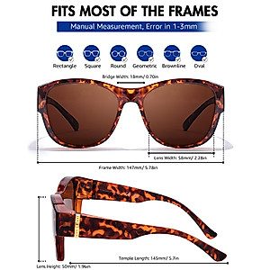 Xfeel Trendy Sunglasses Over Glasses Women, Oversized Sun Glasses Women with UV Protection Over Prescription Eyeglasses