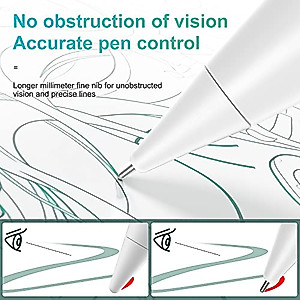 6 Pack [Pen Like] Pencil Tips for Apple Pencil 1st 2nd Generation Replacement Nibs No Wear Out Durable Fine Point Tip Compatible for Apple Pen White