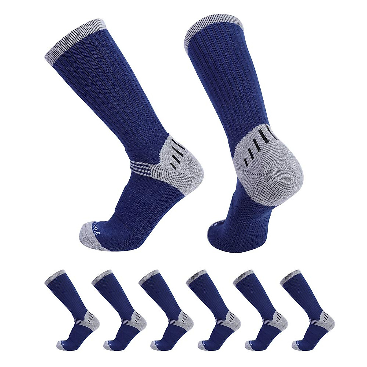 EnerWear 6P Pack Men's Merino Wool Blended Hiking Trail Socks (US 10-13, Blue)
