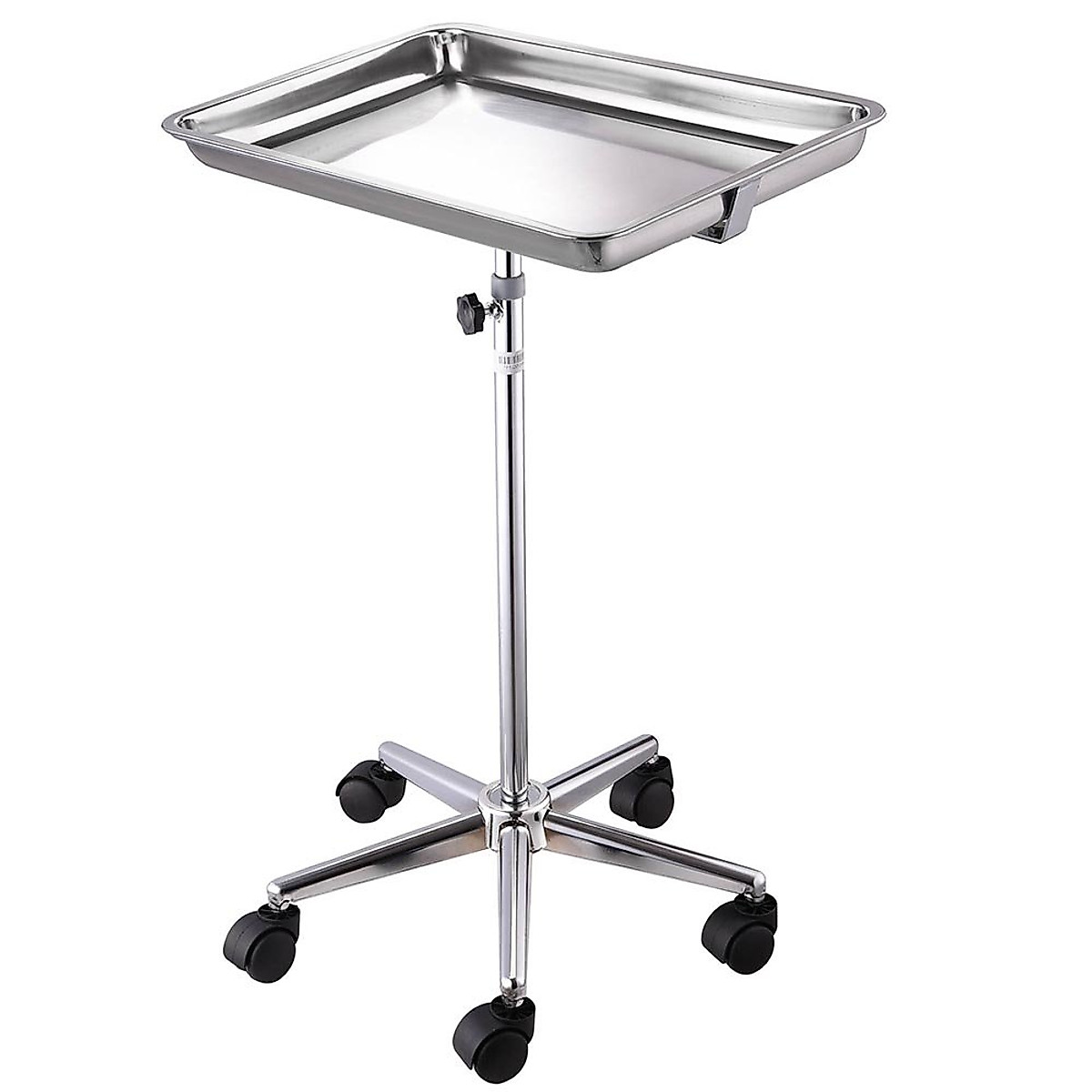 Durable Instrument Stand Adjustable Height Sitting Standing w/Removable Stainless Steel Tray & 5 Legs for Home Medical Equipment Personal Care Tattoo Parlor US Delivery