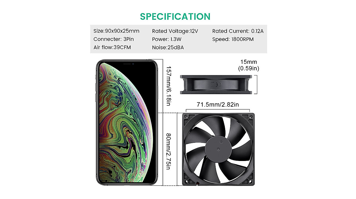 Wathai 12V 92mm Cooling Fan | High Performance & Quiet Operation
