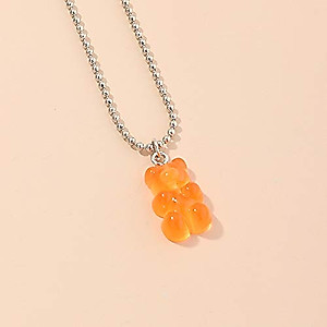 10 Pcs Colorful Resin Gummy Bear Pendant Necklace Cute Transparent Rainbow Candy Color Bear Chain Necklaces Accessories Lovely Twinkling Animal Punk Party Jewelry for Women Gifts