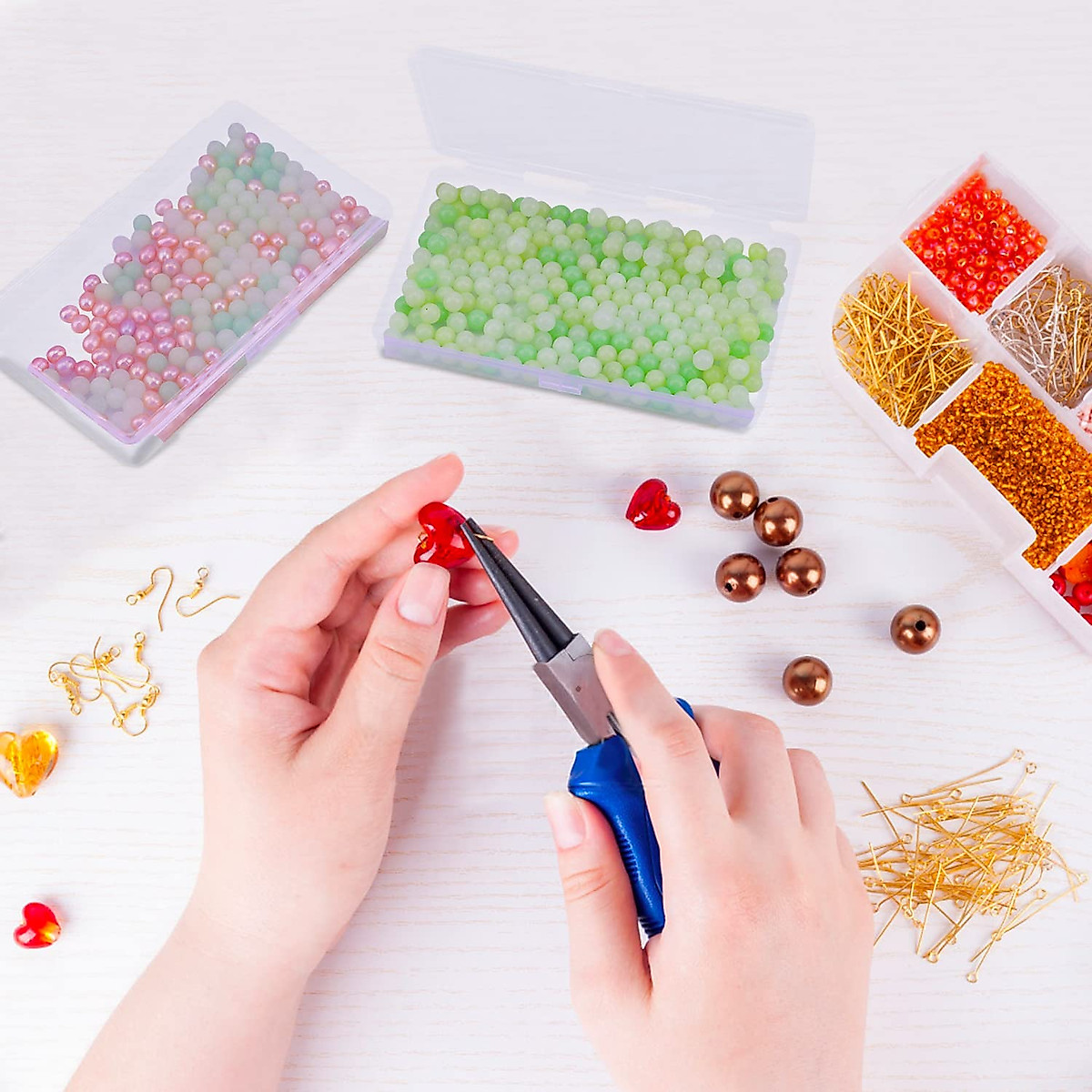 6 Pcs Rectangular Clear Plastic Storage Containers Box with Hinged Lid Plastic Beads Storage Containers Empty Case Organizer for Beads, Crafts, Jewelry, Small Items, 6 x 3.54 x 0.86"