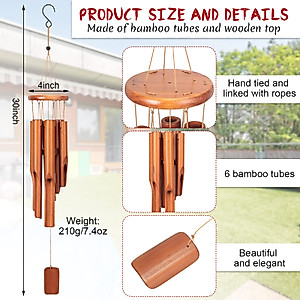 2 Pieces Bamboo Wind Chimes Outdoor 30 Inches Wooden Wind Chimes Classic Zen Rustic Wind Chimes Deep Tone for Patio Garden Home Outdoor Decor