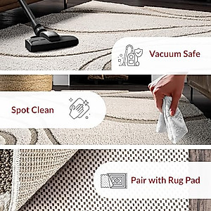 nuLOOM Carolyn Modern Shag Area Rug - 9x12 Shag Area Rug Transitional Cream Rugs for Living Room Bedroom Dining Room Nursery