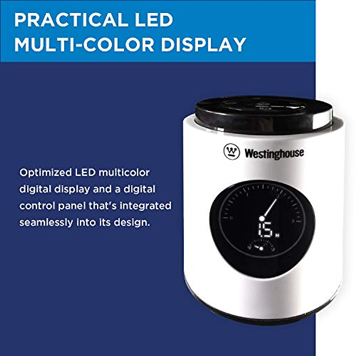 Westinghouse 42'' Tower Fan with Remote and Digital Control Panel - 80° Oscillating Function - with LED Multicolored Display