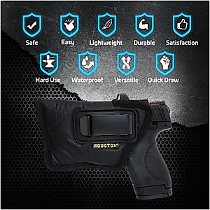 Houston Gun Holsters IWB Optical Gun Holster by Houston Eco Leather Concealed Carry Soft Material Black CHPO-57GL-LH CHPO-57GL-LH