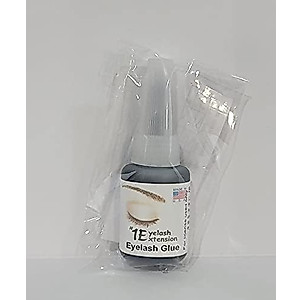 1 Eyelash Extension Regular 1 Number One Glue Eyelash Extension Eyelash Glue Adhesive No Burn and Odorless 0.34 oz-Made in USA,Black