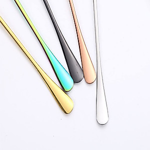 Stainless Steel Spoon, Soup Spoon,Mirror Finish Spoons,Kitchen Serving Spoons,Coffee spoon，Dessert Spoon, Ice Cream Spoons for Soup Rice Tea Milk Coffee Dessert (5 PCS,bright color)