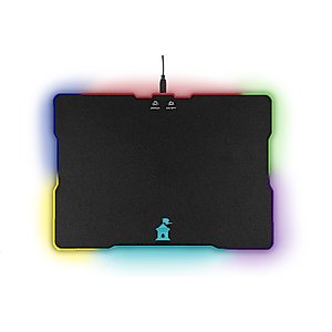 Moat Mouse Pad with LED Lighting Effects - Large Speed Surface with Backlit Perimeter and Logo for Gaming - Hard Mouse Mat Optimized for All Computer Mouse Sensitivity and Sensors