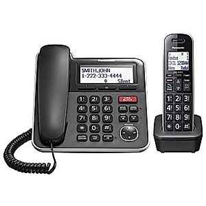 Panasonic Expandable Corded/Cordless Phone System with Answering Machine and One Touch Call Blocking – 1 Handset - KX-TGB850B (Black)