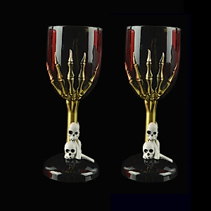 jojofuny Wine Cup 6PCS Halloween Ghost skull drinking glasses skeleton wine glasses skeleton hand wine glass Claw Cup Party Wine Goblet