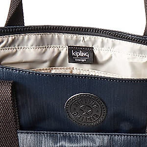 Kipling Womens Women's Natalie Bag, Adjustable, Removable Crossbody Strap, Dual Carry Handles, Nylon Handbag Tote Bag, Sparkling Slate, 16.75 L x 12 H 5 D US