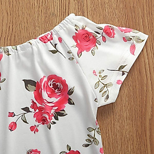 Bmnmsl Baby Toddler Girls Floral Short Sleeve Tops T-Shirt Vest & Denim Shorts Set Kids 1T 2T 3T 4T 5T 6T Clothes Summer Outfits (1, 3T)