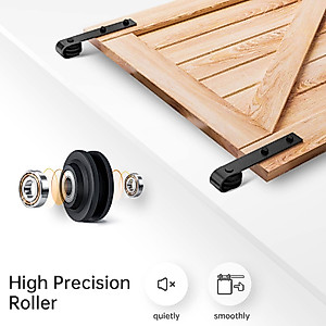 EaseLife 6FT Double Door Sliding Barn Door Hardware Track Kit,Basic J Pulley,Heavy Duty,Slide Smoothly Quietly,Easy Install (6FT Track Kit for Double 18" Wide Door)