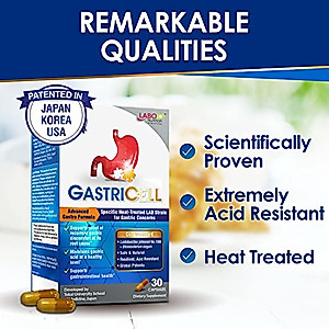 LABO Nutrition GASTRICELL - Eliminate H. Pylori, Relieve Acid Reflux & Heartburn, Regulate Gastric Acid, Natural Treatment, Target The Root Cause of Recurring Gastric Problems, Probiotic, 30 Capsules