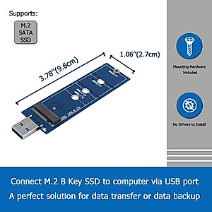 GODSHARK M.2 to USB Adapter, B Key M.2 SSD Adapter USB 3.0 (No Cable Needed), USB to 2280 M2 SSD Drive Adapter, NGFF Converter SSD Reader Card