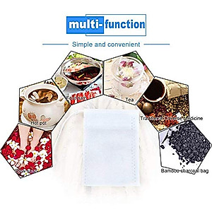 TamBee 200 Pack Disposable Tea Filter Bags Tea infusers 4" x 6" Empty Muslin Drawstring Seal Filter Tea Bags Drawstring Herb Loose Tea bag for Brew Tea Cold Brew Coffee（4" x 6" /10 x 15cm）