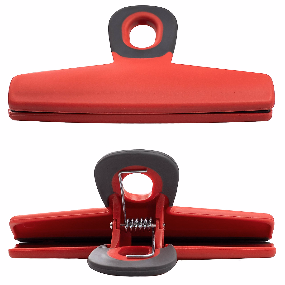 COOK WITH COLOR Food Clips - Chip Bag Clips Set of 4, 5 Inches Wide Heavy Duty Chip Clips, Large Bag Clips for Food Storage with Air Tight Seal Grip for Bread Bags, Snack Bags and Food Bags