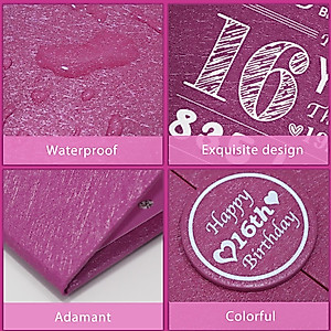 Crenics Sweet 16 Birthday Decorations, Creative Hot Pink 16th Birthday Guest Book Alternative, Large 16th Birthday Signature Book 12" x 18", Great 16 Years Old Birthday Gifts for Girls