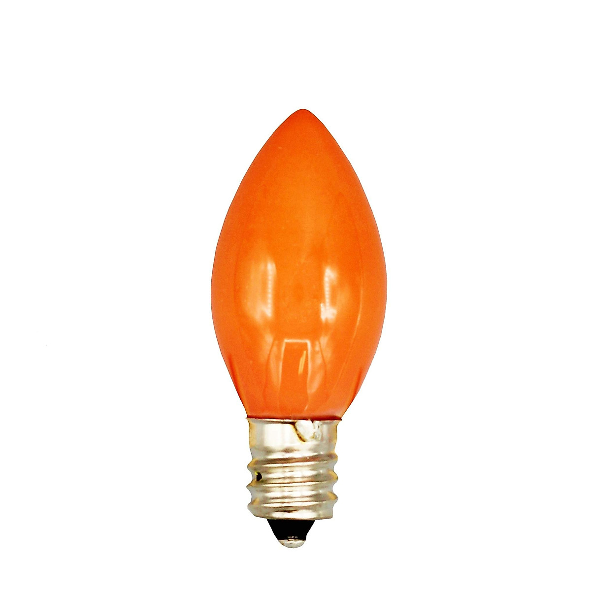 Creative Hobbies® Box of 25 Light Bulbs, Ceramic Opaque Orange, Steady Burning, 7 Watt Incandescent, C7 Candelabra Base - Great for Christmas Strings and Halloween