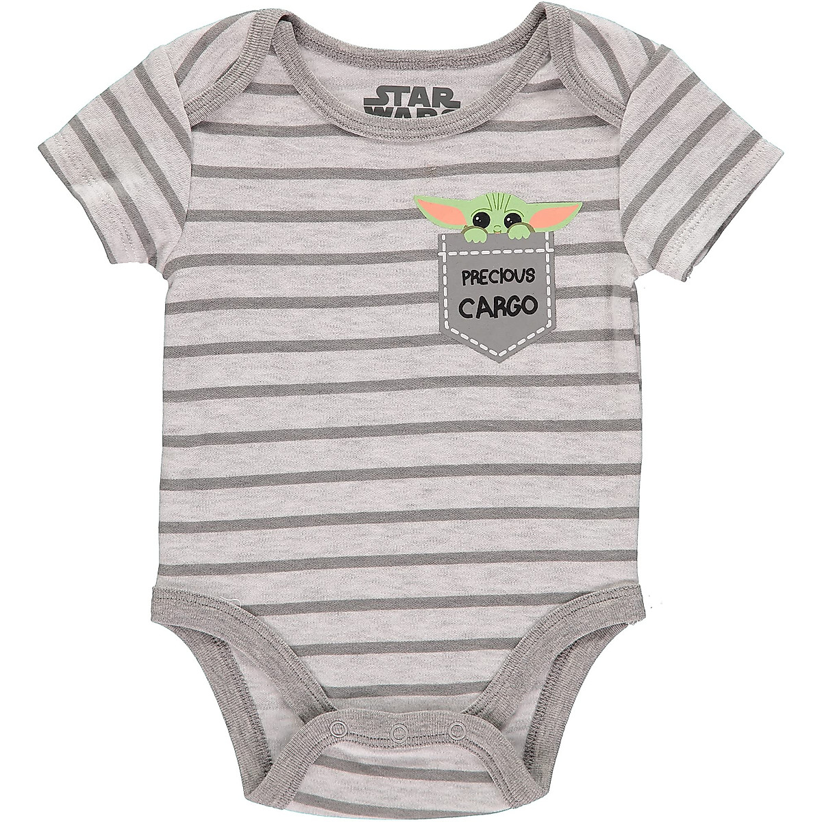 STAR WARS Mandalorian The Child Baby Boys One Piece Bodysuit Three Pack - Baby Yoda Baby Clothes (Green/White/Grey, 3-6 Months)