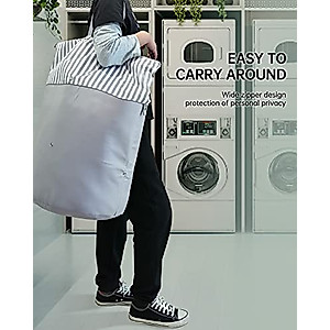 MULISOFT 90L Laundry Hamper with Handles & Zipper, Collapsible Large Laundry Basket, Foldable Clothes Hamper for Laundry, Dorm, Nursery, Bedroom, Travel, Storage for Toys, Blankets, Clothes, Grey