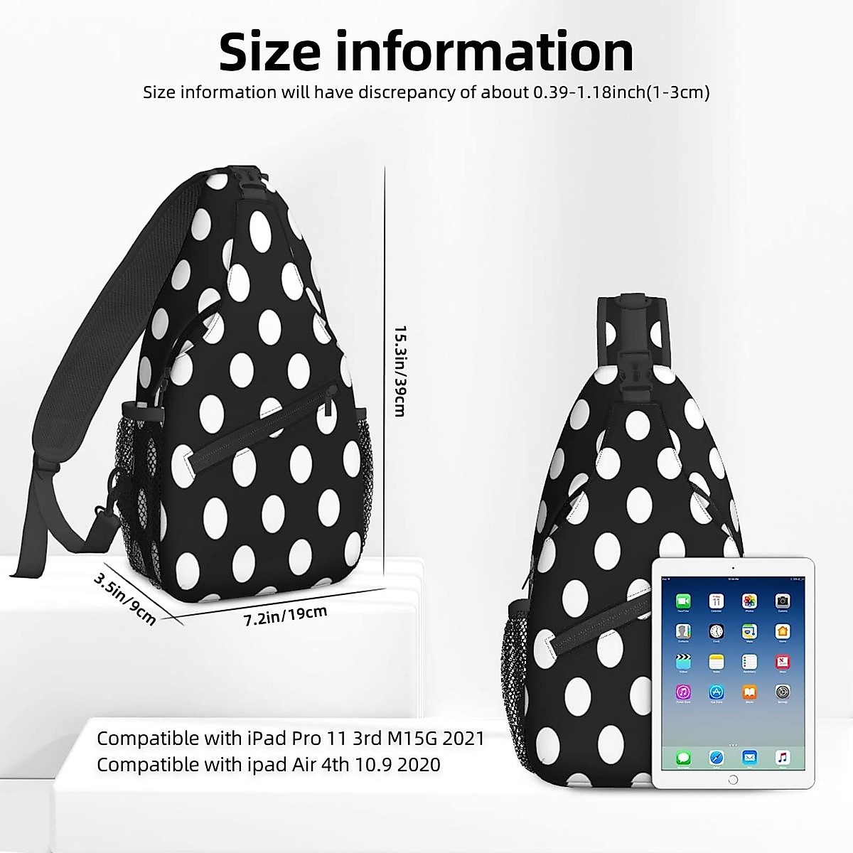 NiuKom Polka Dot Crossbody Bags for Women Trendy Sling Backpack Men Chest Shoulder Bag Gym Cycling Travel Hiking Daypack