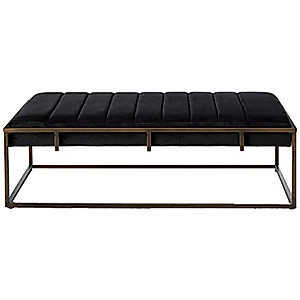 Christopher Knight Home Vassy Modern Velvet Ottoman Bench with Brass Finish, Black