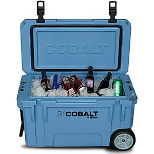 Cobalt 55 Quart Roto Molded Super Ice Cooler | Large Ice Chest Holds Ice Up to 5 Days | (Cobalt Blue (Wheeled))