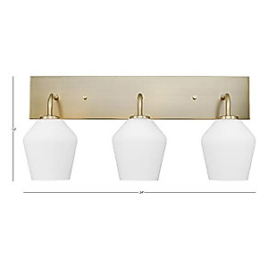 Globe Electric 51615 Raja 3-Light Vanity Light, Matte Brass, Opal Glass Shades