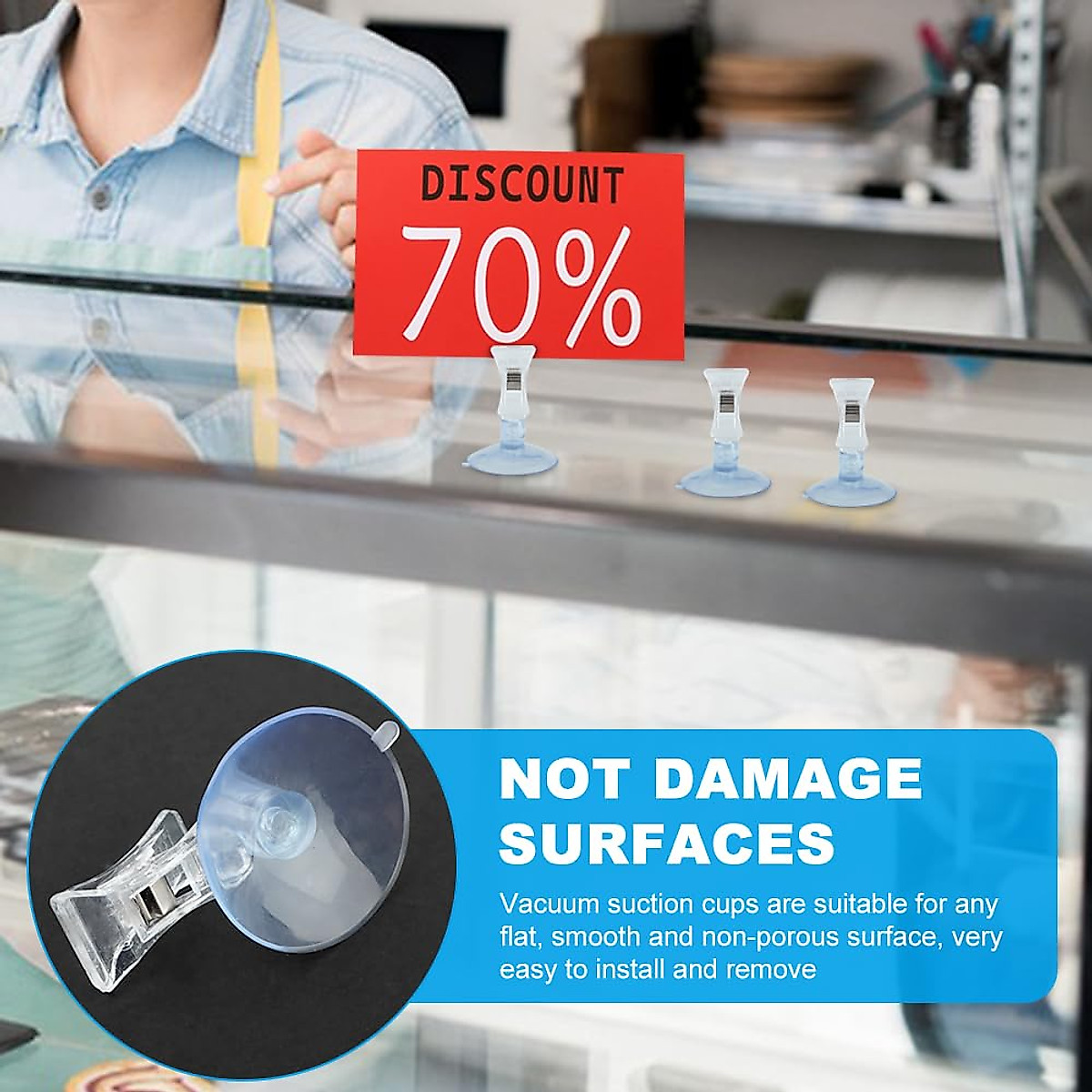 5Pcs Wall Suction Cup Clip, Sucker Clamp Plastic Suction Cups Holder Reusable Kitchen Plastic Round Clamps Holder Business Cards Clamp for Bathroom Kitchen Windows